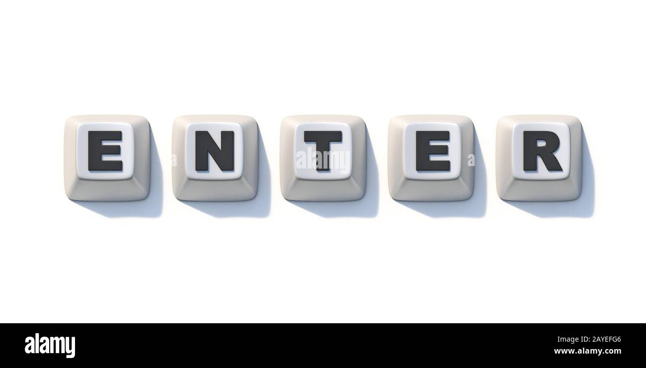 Word ENTER made of white computer keys 3D Stock Photo - Alamy