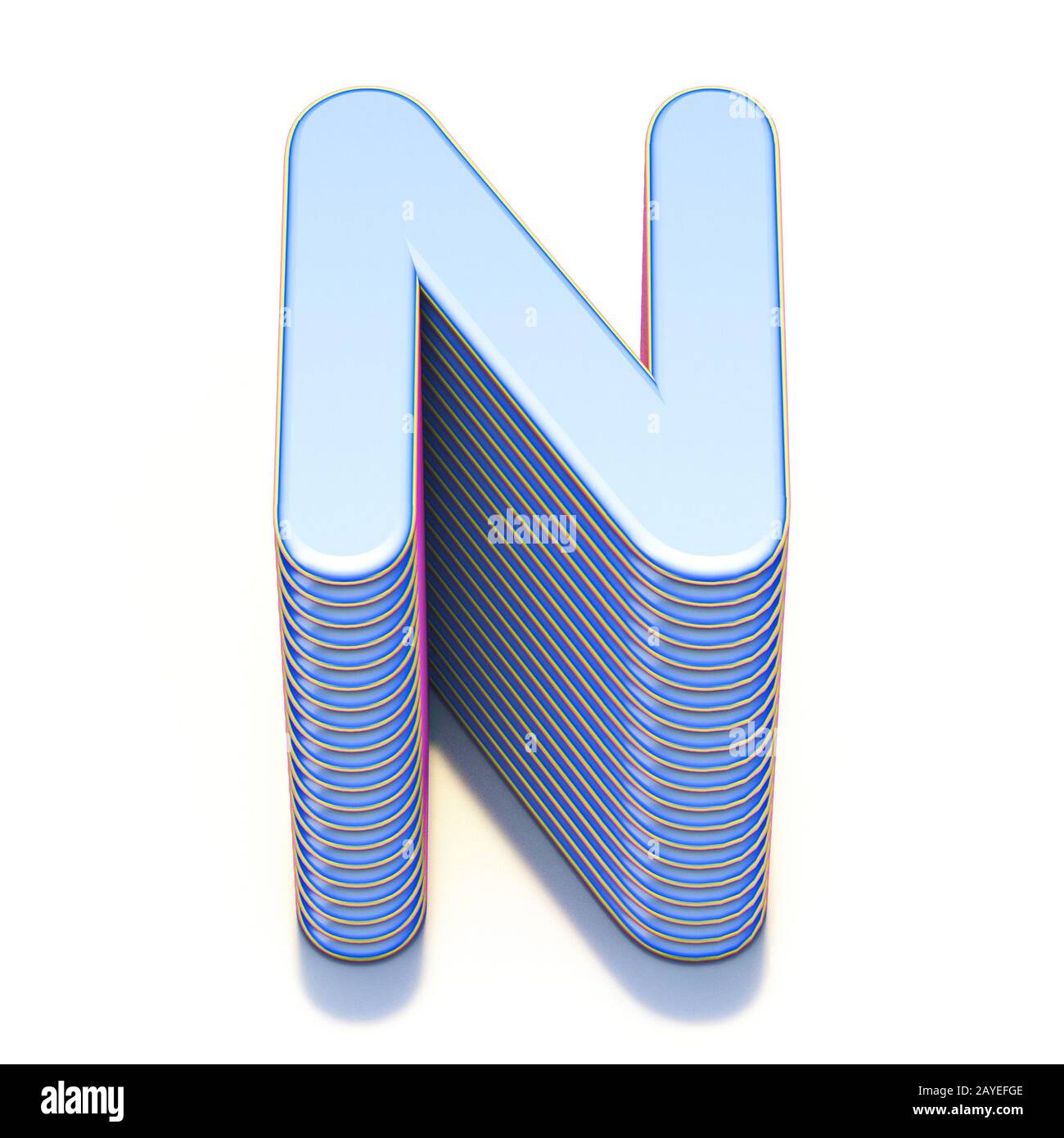 Blue extruded font Letter N 3D Stock Photo - Alamy