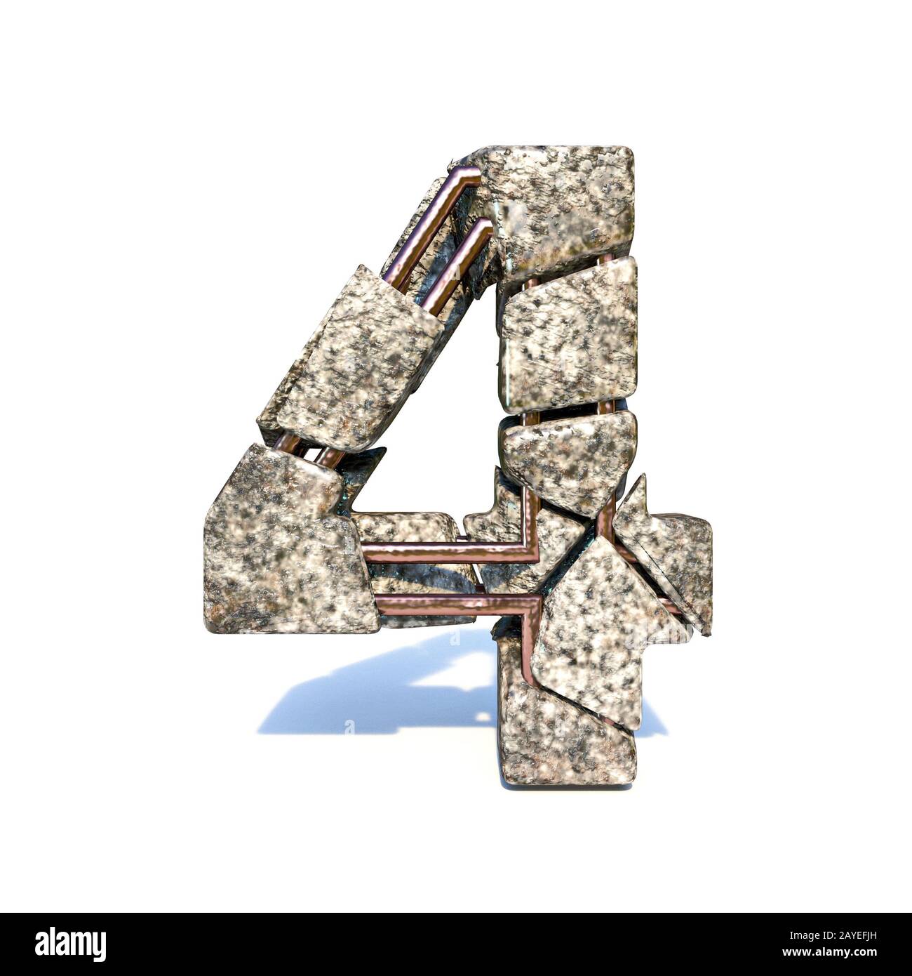 Concrete fracture font Number 4 FOUR 3D Stock Photo - Alamy