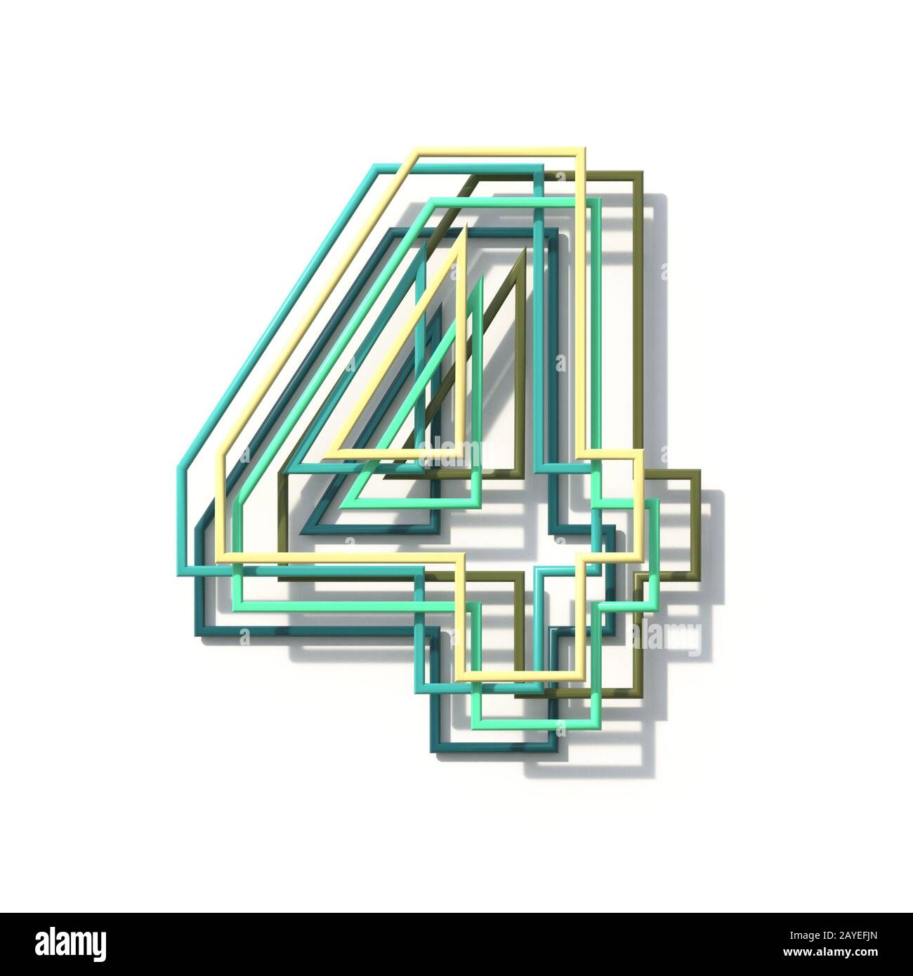 Three colors line font Number 4 FOUR 3D Stock Photo - Alamy