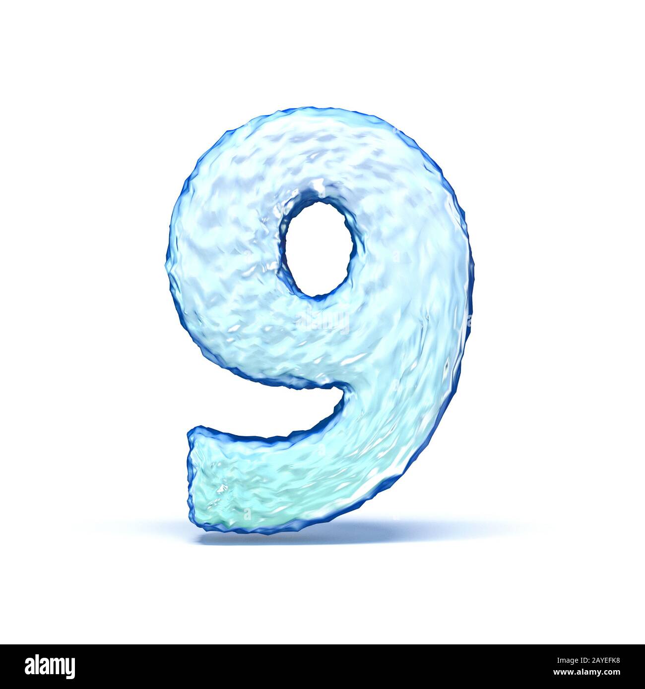 Ice crystal font Number 9 NINE 3D Stock Photo - Alamy