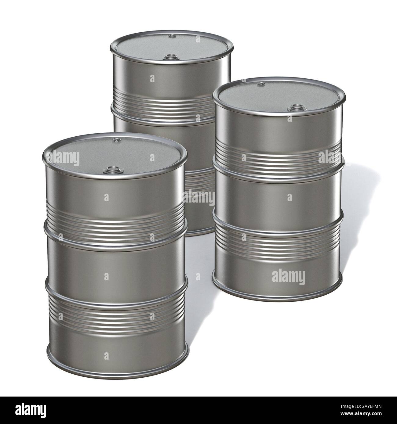 Three metal barrels 3D Stock Photo - Alamy