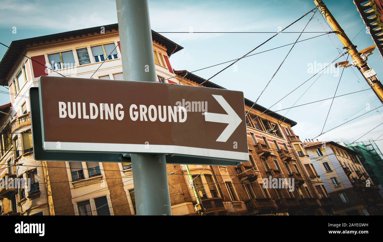 Street Sign BUILDING GROUND Stock Photo - Alamy