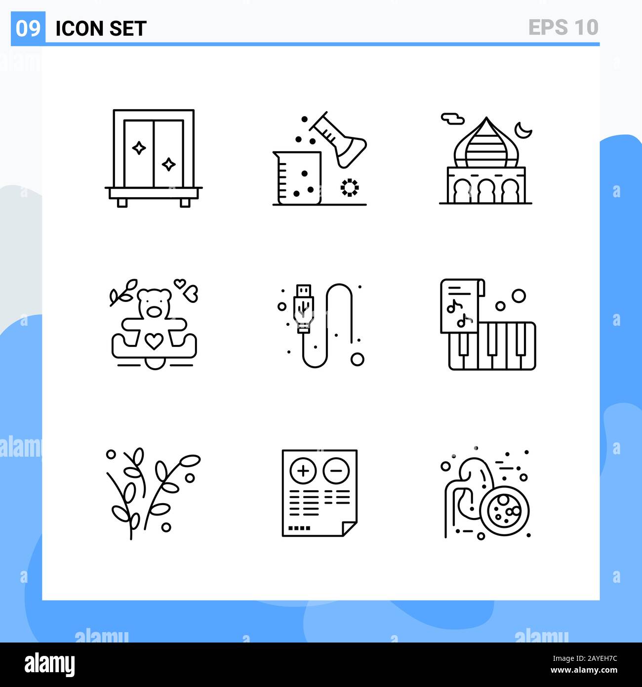 Modern 9 Line style icons. Outline Symbols for general use. Creative ...