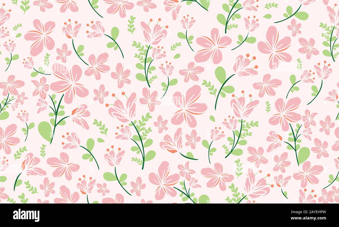 Spring flower banner design with unique of leaf and flower pattern ...