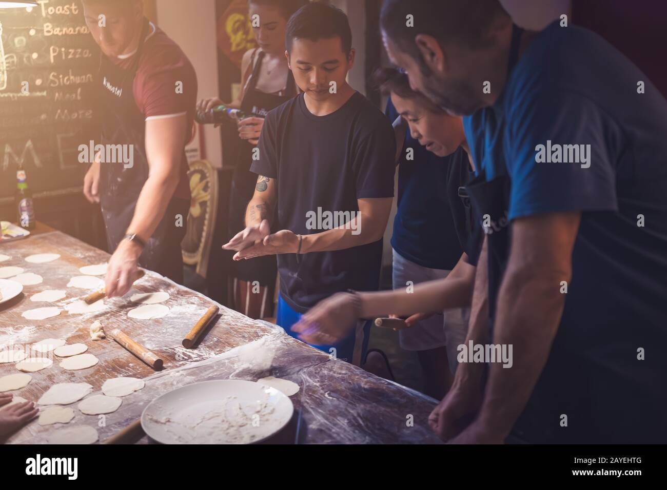 Dumpling making class in China Stock Photo - Alamy