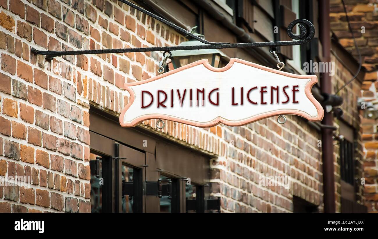 Street Sign DRIVING LICENSE Stock Photo - Alamy
