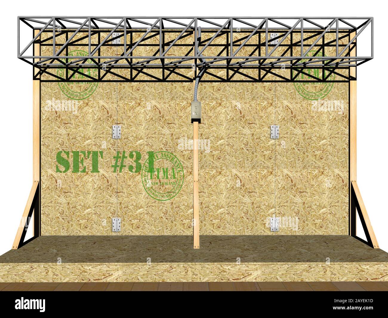 wooden stage with metal scaffolding Stock Photo - Alamy