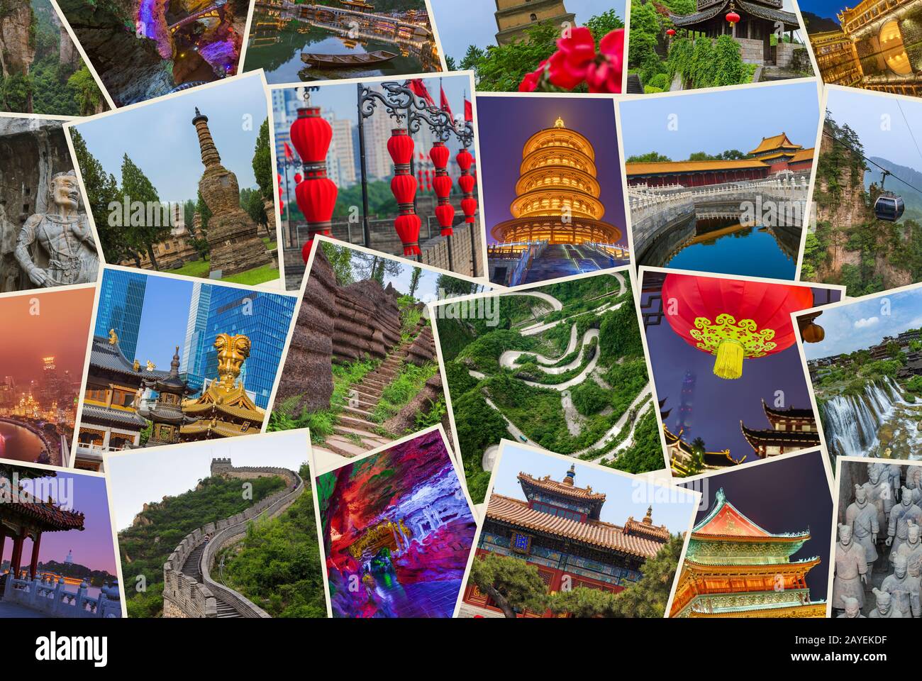 Collage of China images (my photos) - travel background Stock Photo - Alamy