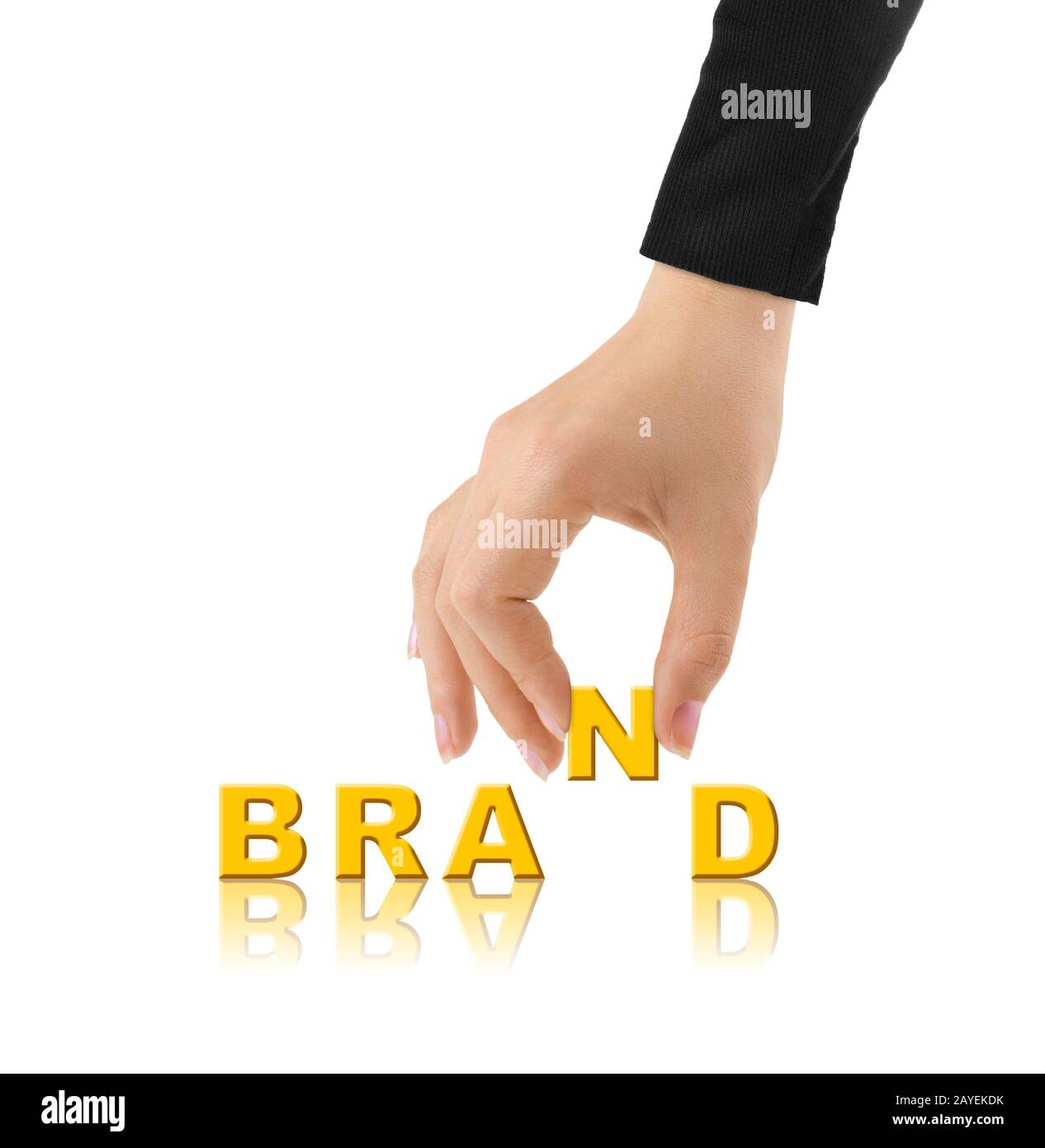 Hand and word Brand Stock Photo - Alamy