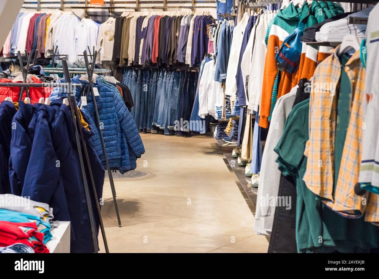 Clothes section interior Stock Photo - Alamy