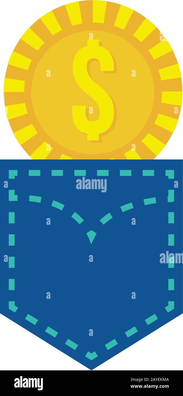 coin money dollar with pocket jean flat style Stock Vector Image & Art ...