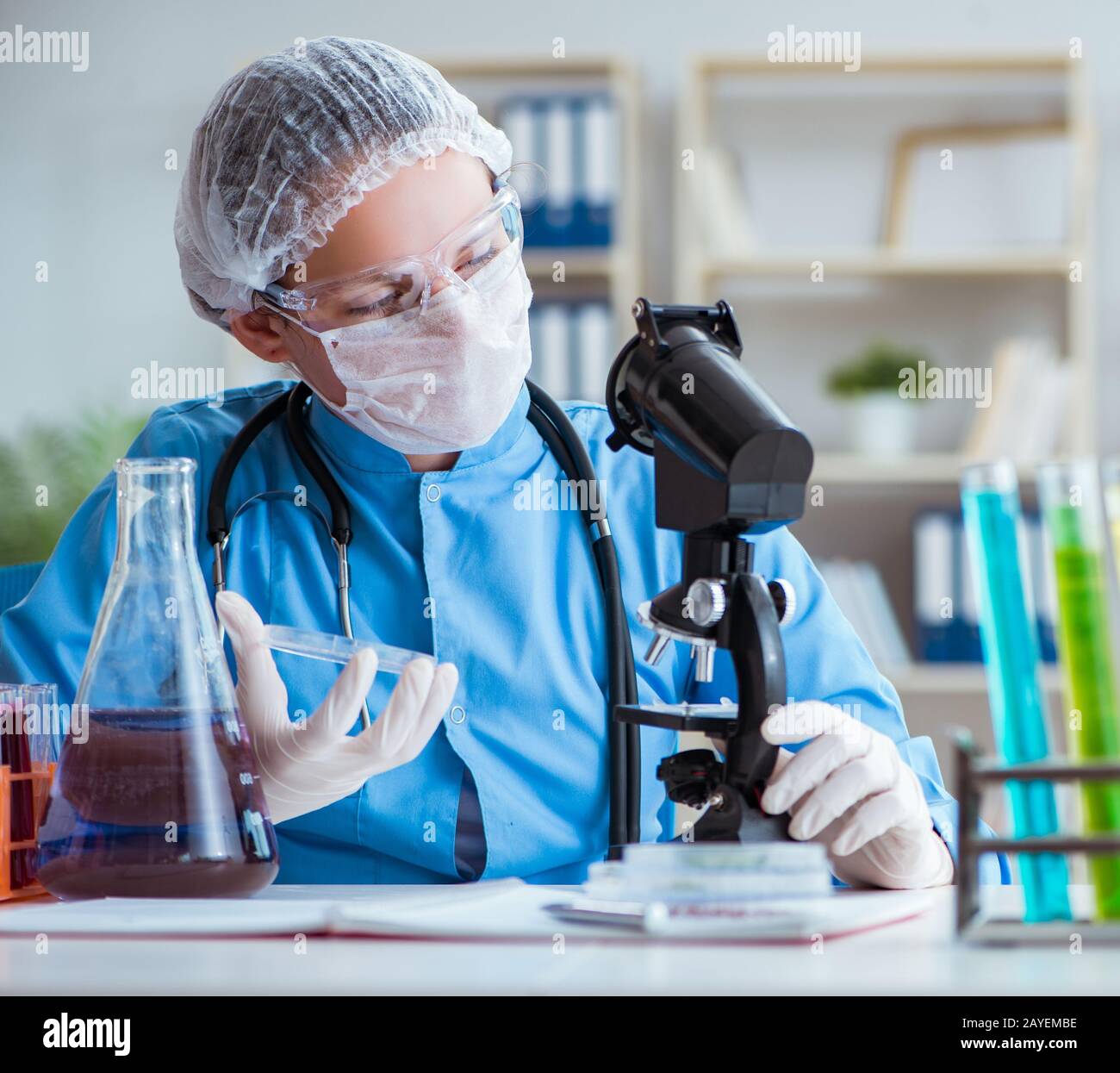 Female scientist researcher doing experiments in laboratory Stock Photo ...