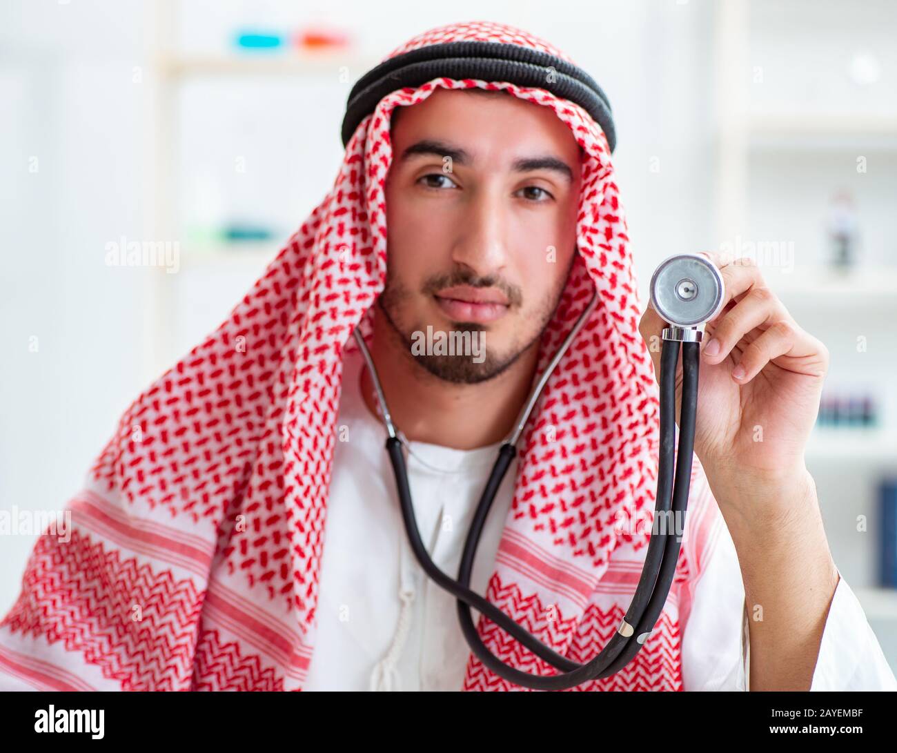 Arab saudi doctor with stethoscope in hospital Stock Photo - Alamy