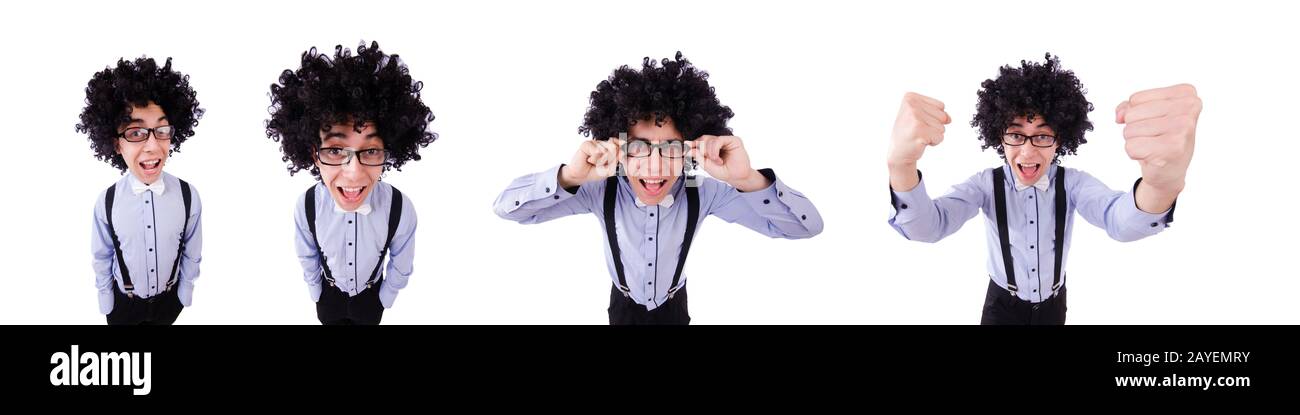 Funny guy isolated on the white background Stock Photo - Alamy
