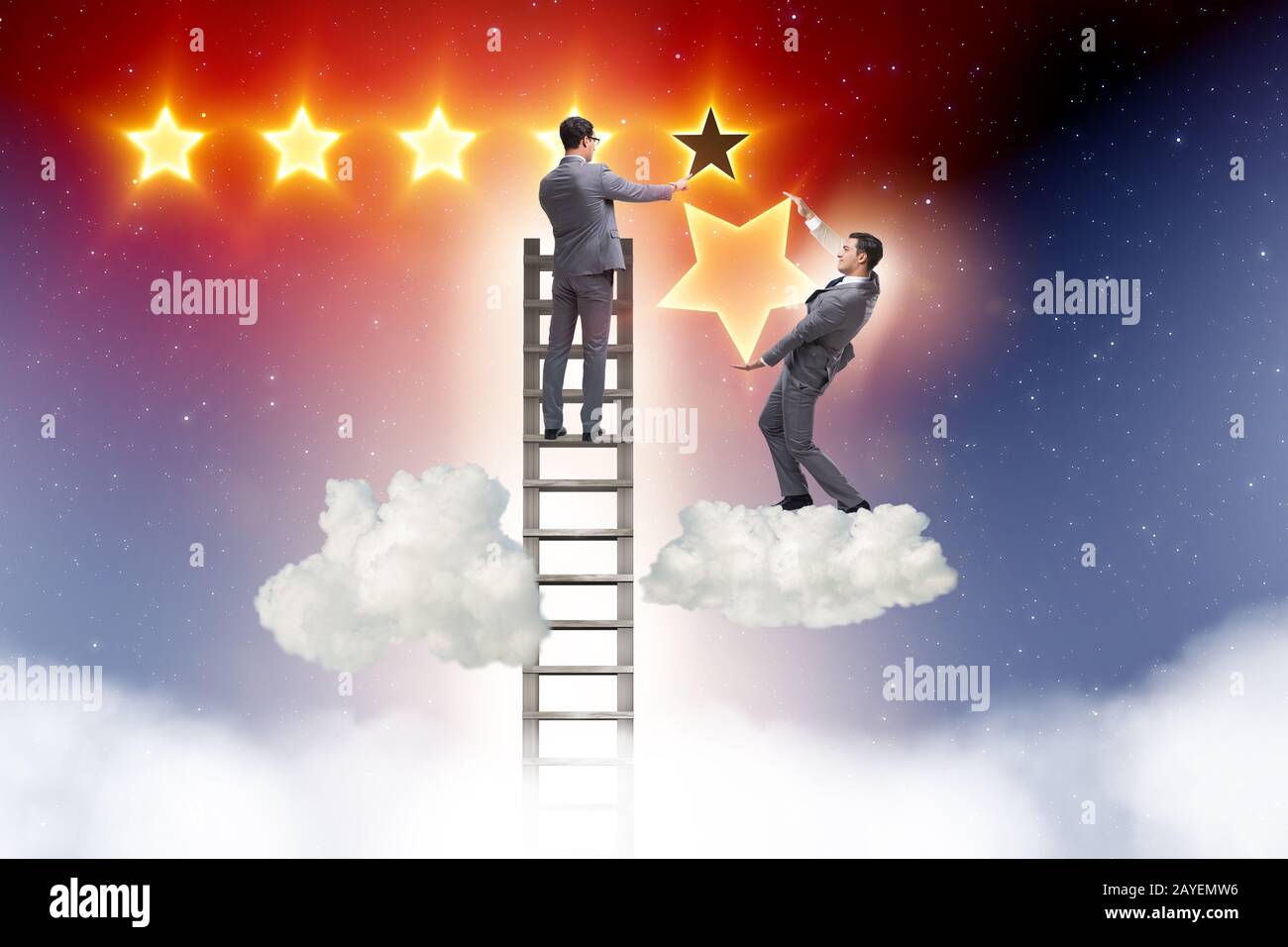 Businessman reaching out for stars Stock Photo - Alamy