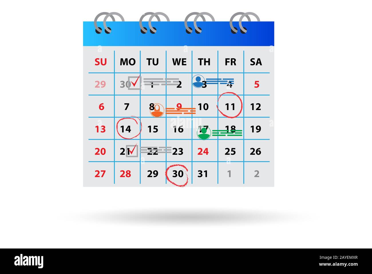 Calendar concept for planning purposes - 3d rendering Stock Photo - Alamy