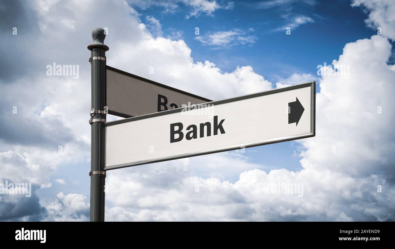 Street Sign to Bank Stock Photo - Alamy