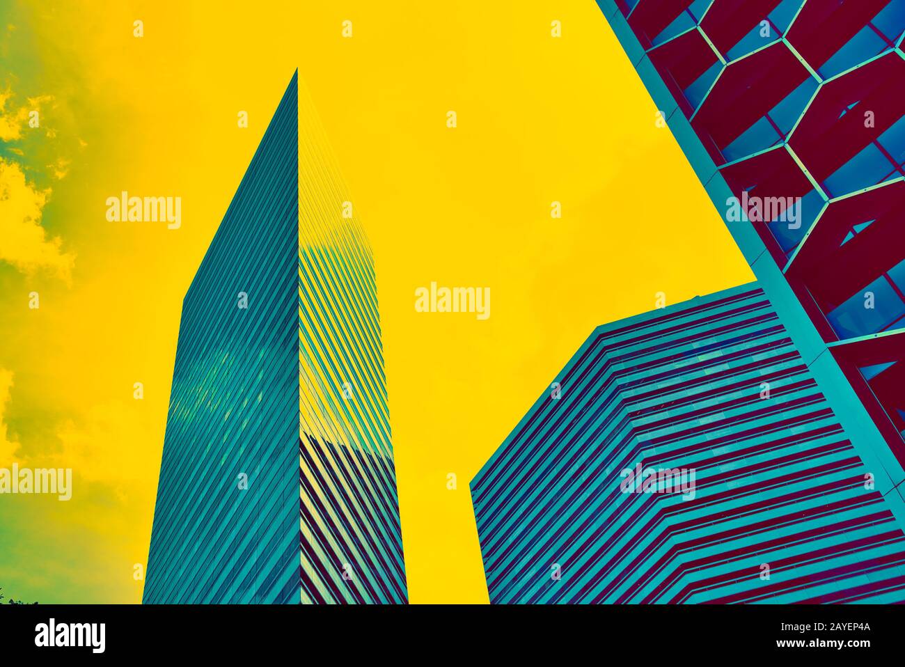 illustrated background of a business building in a modern city with a ...