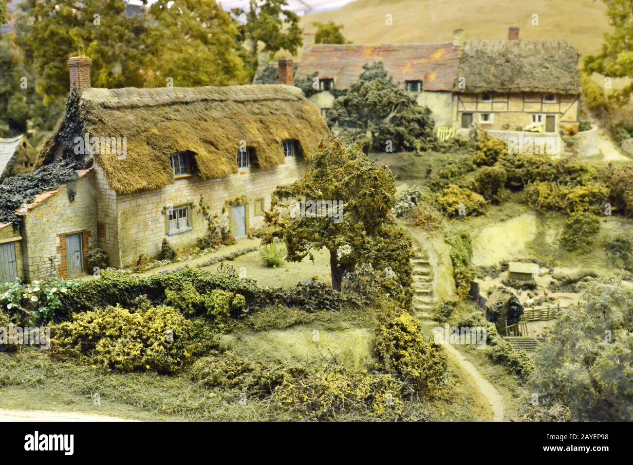 Model of a 1930s English cottage at Pendon Museum, Long Wittenham near ...