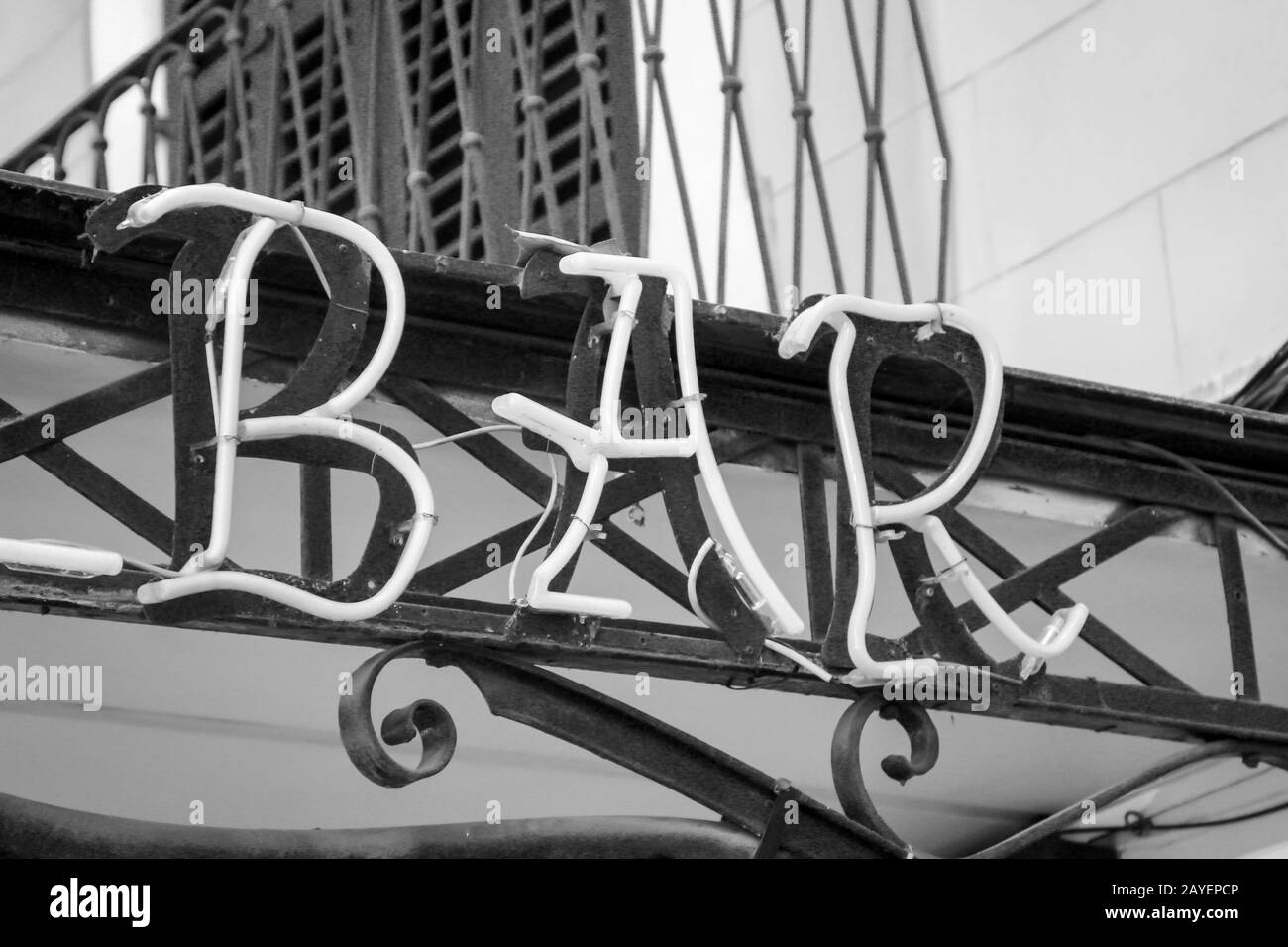 Neon light sign nightlife Black and White Stock Photos & Images - Alamy