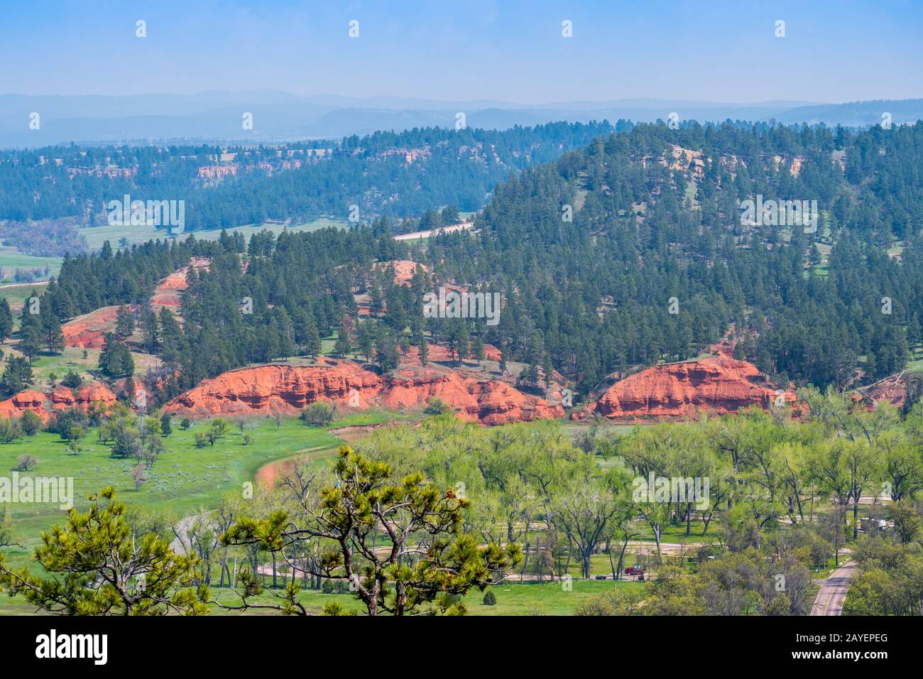A naturally formed red sandstone rocks in Devils Tower National ...