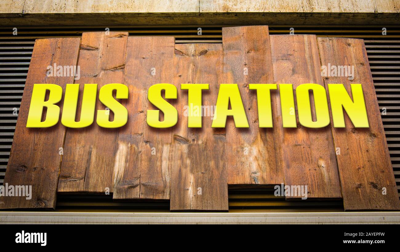 Street Sign to Bus Station Stock Photo - Alamy