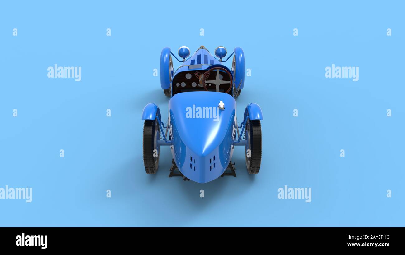 3d rendering of computer generated vintage sports car blue isolated ...