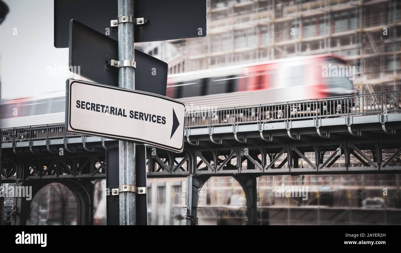 Street Sign SECRETARIAL SERVICES Stock Photo - Alamy
