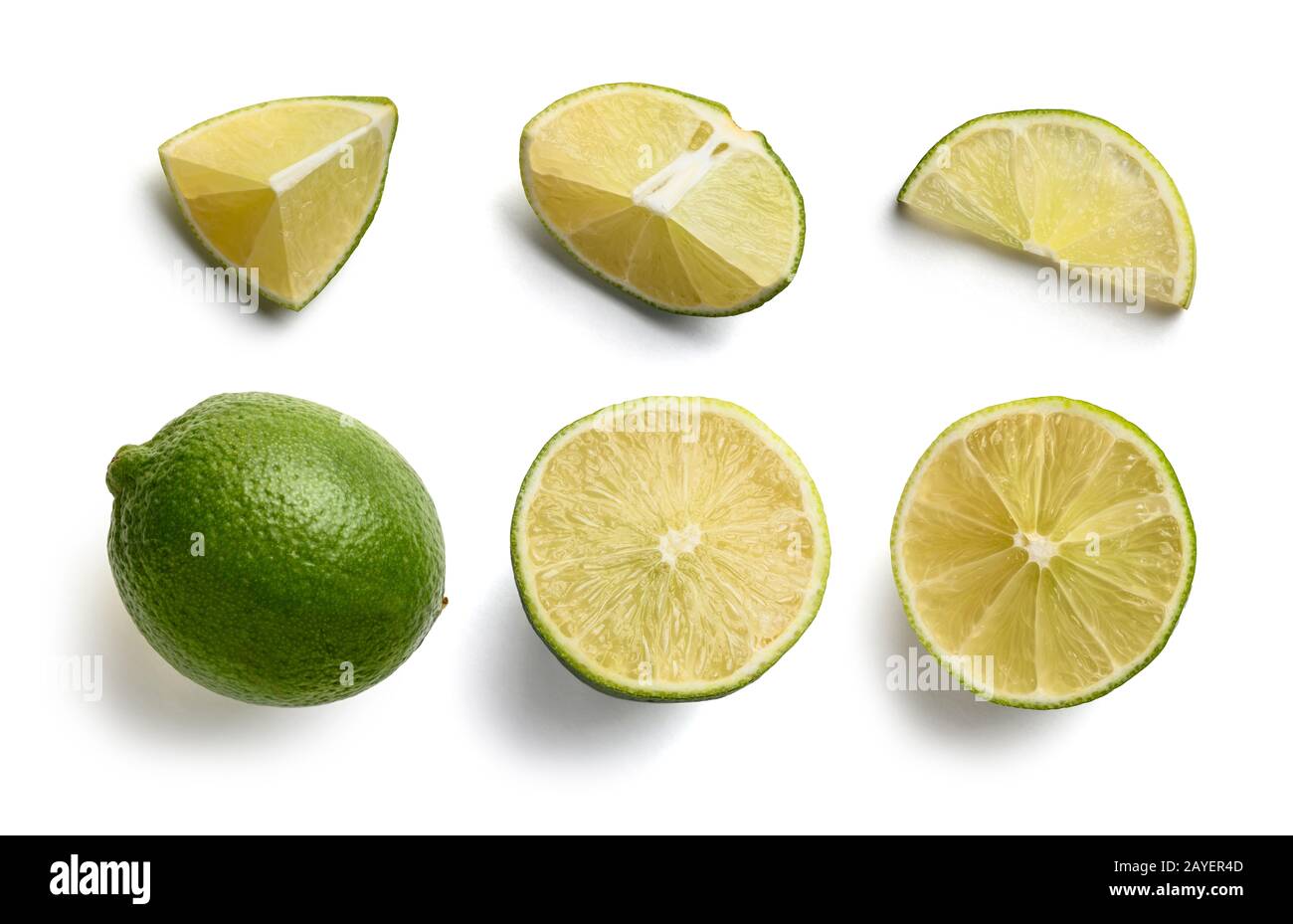 Set of lime slices on a white background. The view from the top Stock ...