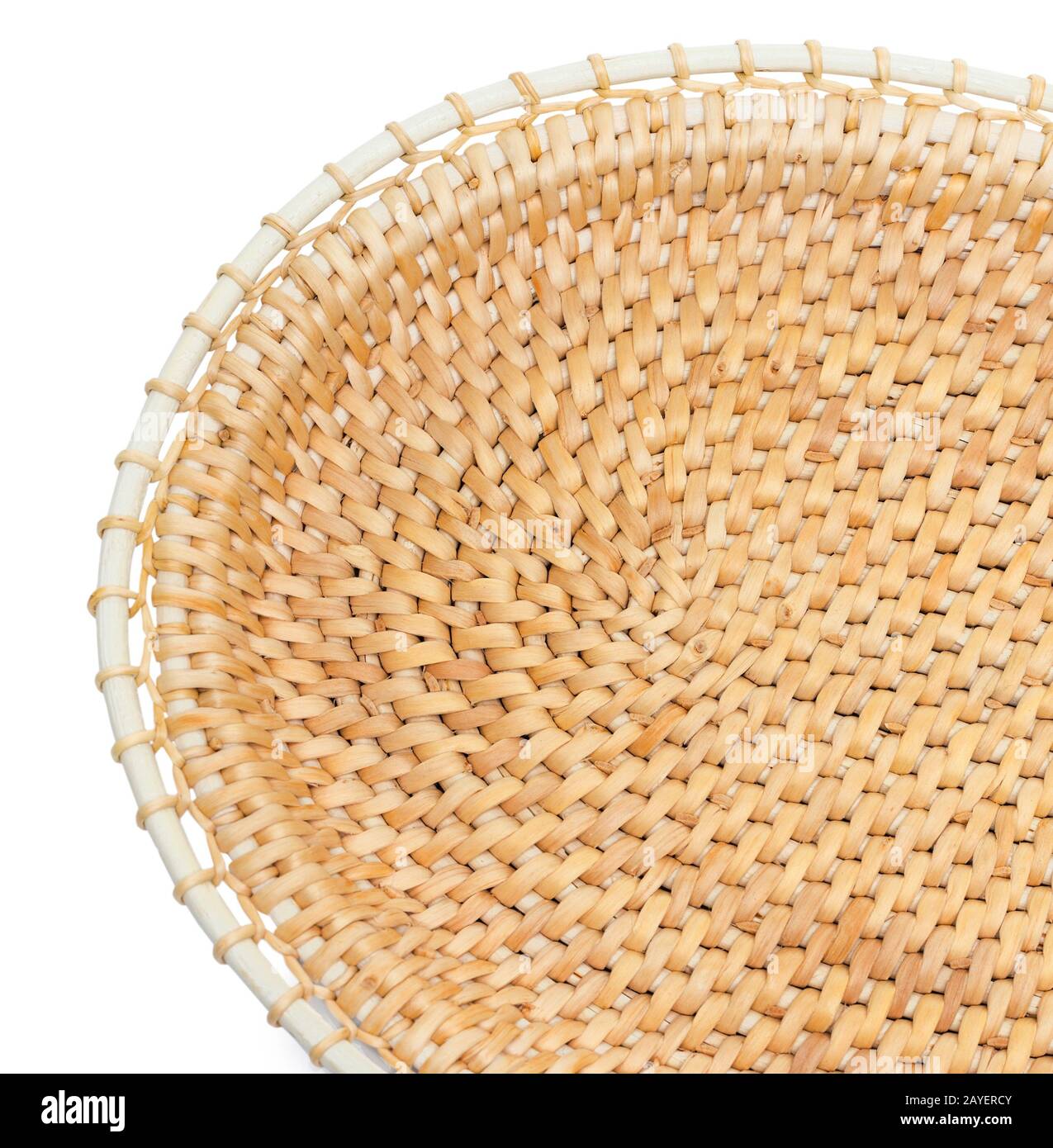 Craft. Top view of wicker tray, isolated on white Stock Photo - Alamy