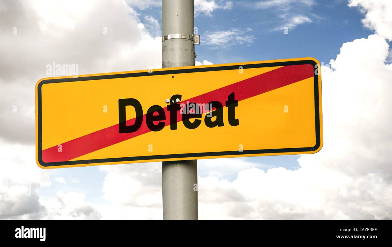 Street Sign Victory versus Defeat Stock Photo - Alamy
