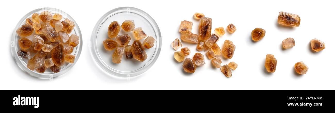 Set of caramel sugar on a white background Stock Photo - Alamy