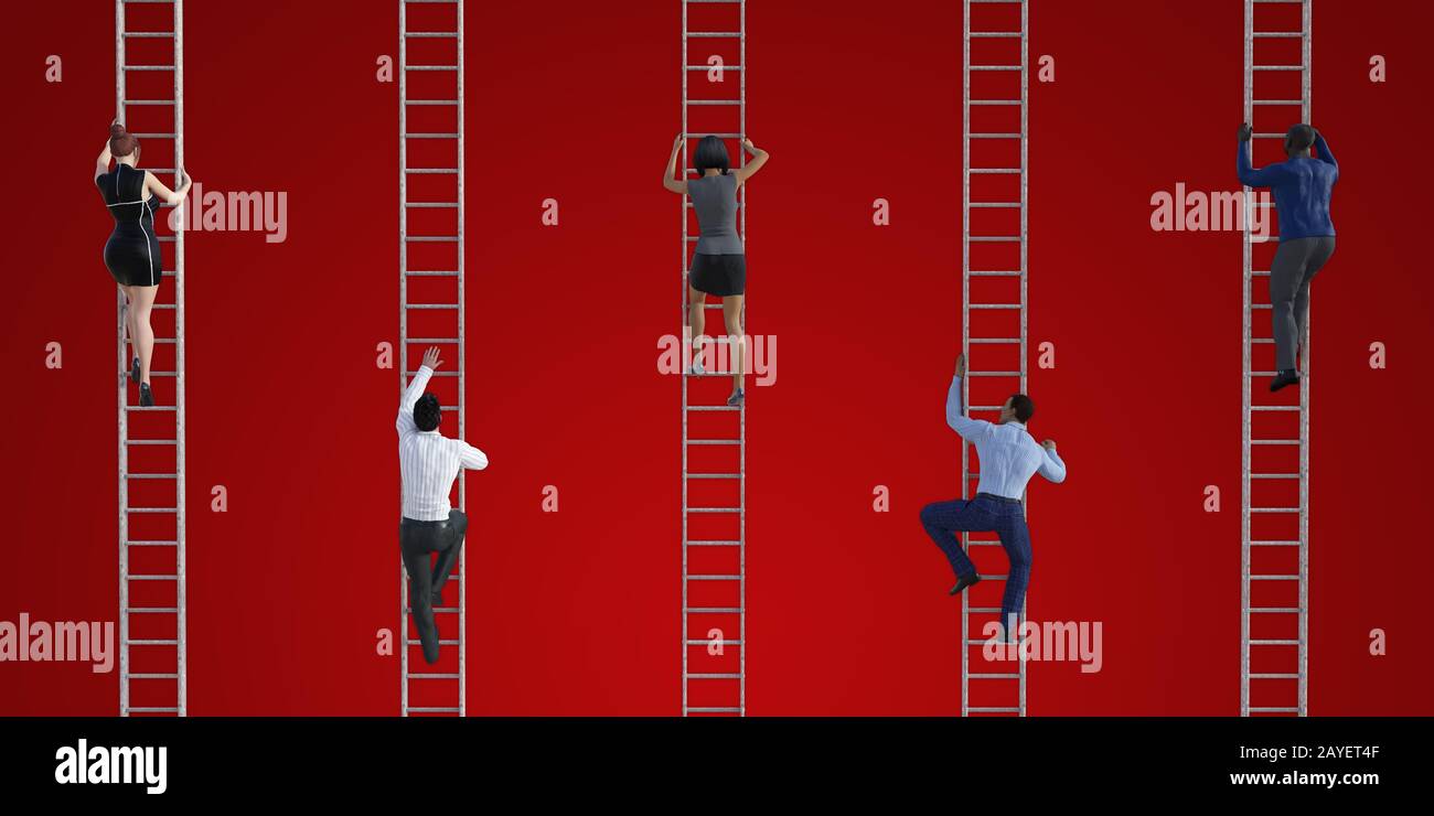 Business people climbing ladders hi-res stock photography and images ...