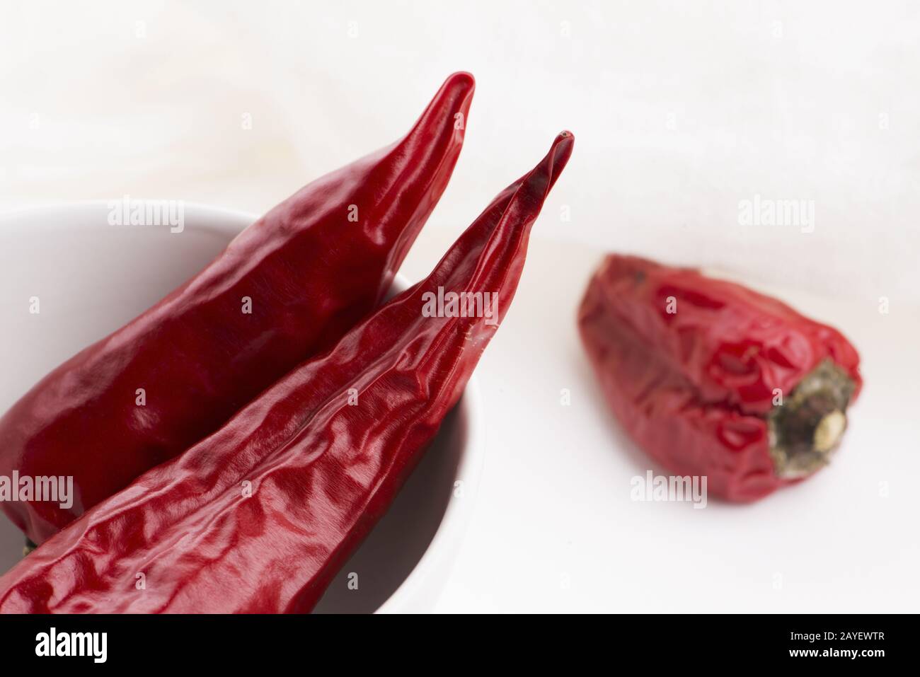 Bowl of red hot chili pepper on white background Stock Photo - Alamy
