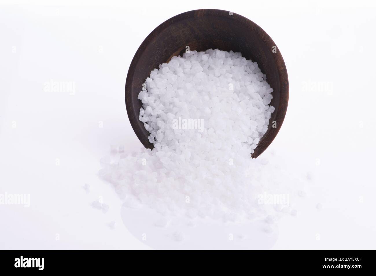 Salt in spoon with white background Stock Photo - Alamy