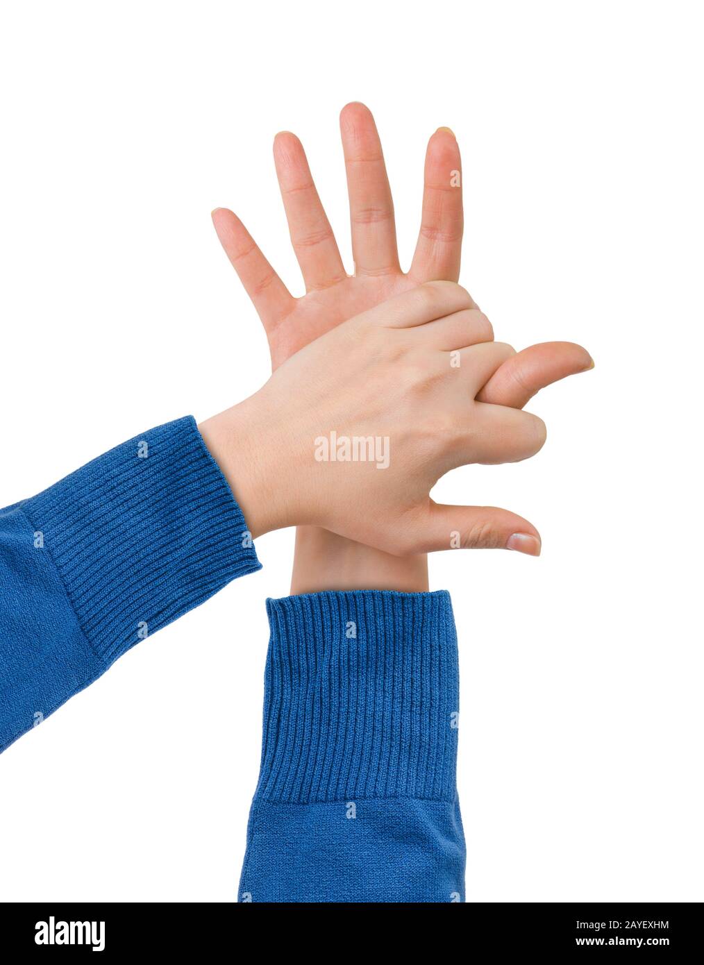 Human profile made of hands Stock Photo - Alamy