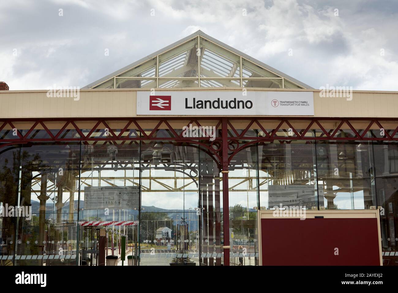 Llandudno railway staition building with glass frontage, branch line ...