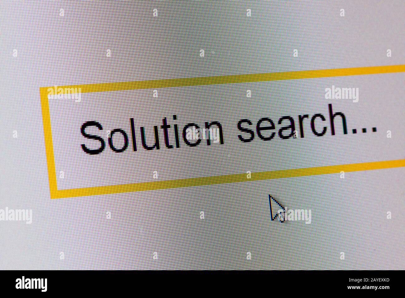 Words Solution search in bar on computer monitor Stock Photo - Alamy