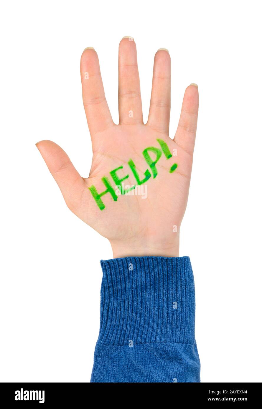 Hand and word Help Stock Photo - Alamy