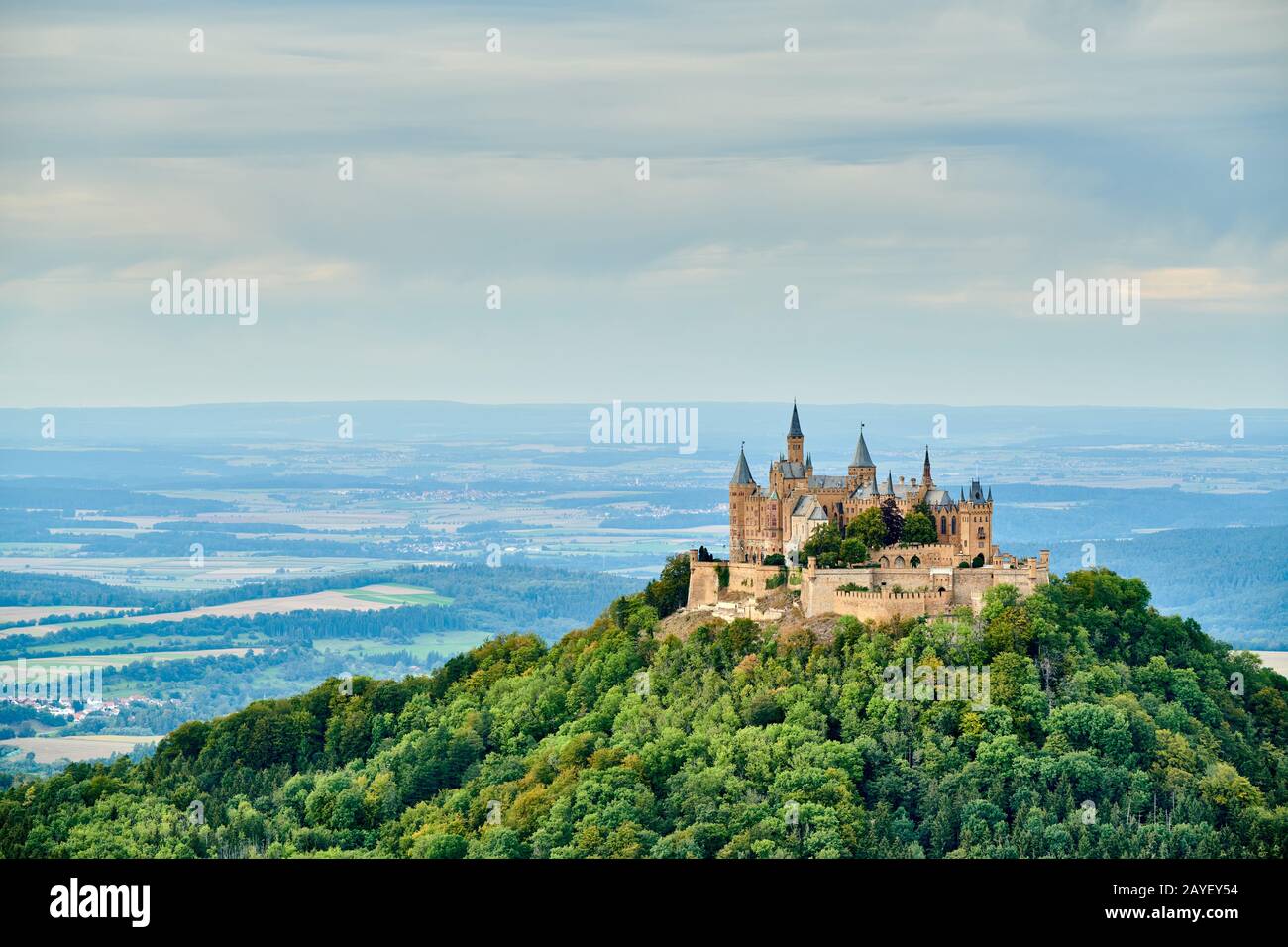 Hilltop Hohenzollern Castle on mountain top in Germany Stock Photo - Alamy