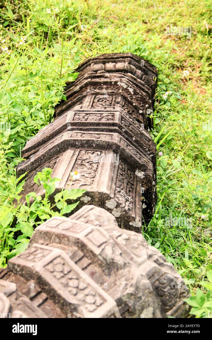 Fallen pillar during vietnam war in the ruined Hindu temples at My Son ...
