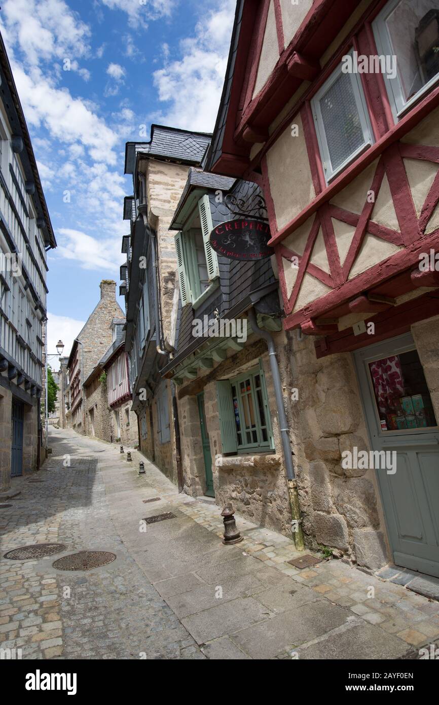 City of Quimper, France. Picturesque view of the historic timber framed ...