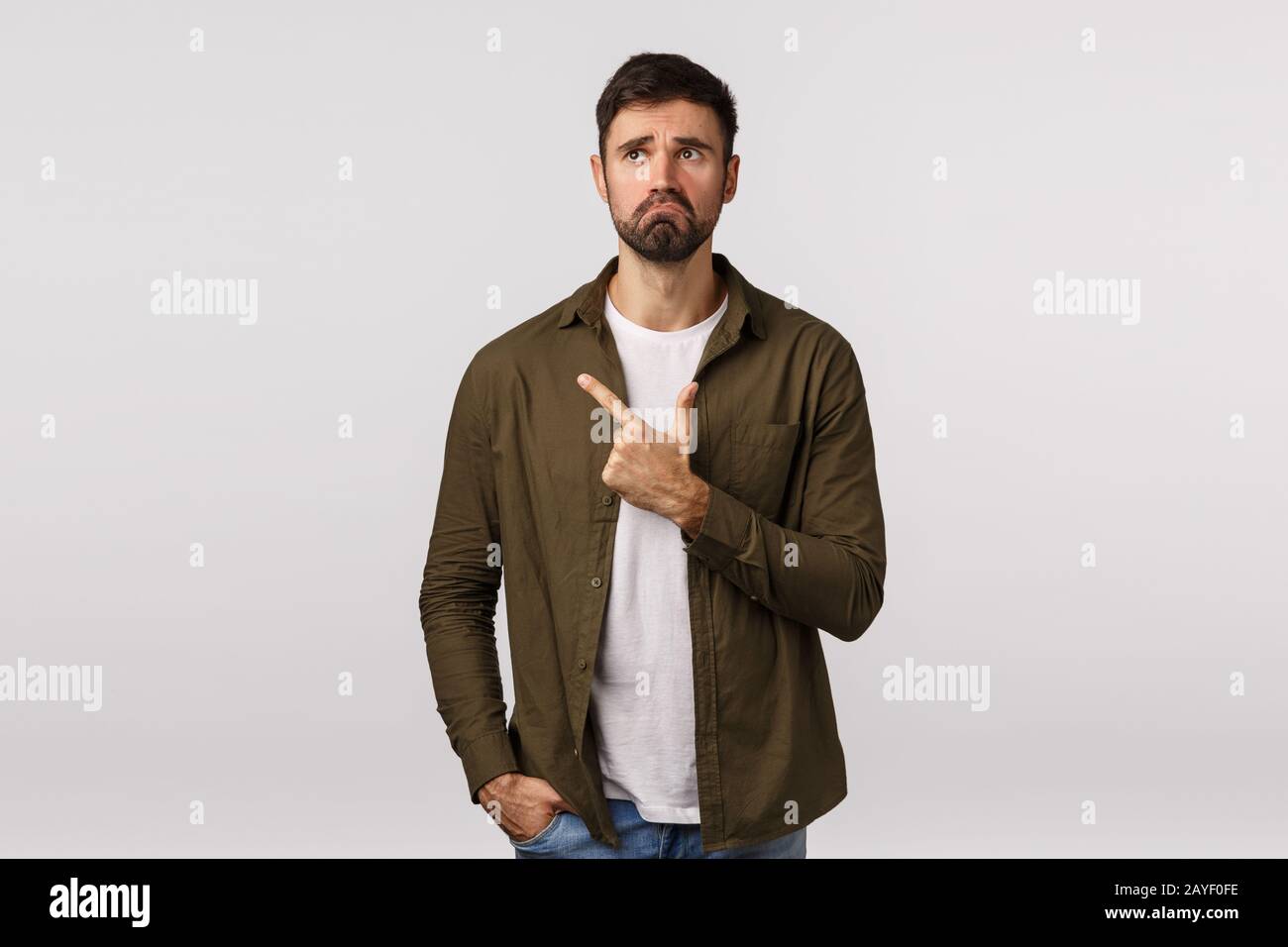 Man regret missed good opportunity feeling sad and miserable. Upset ...