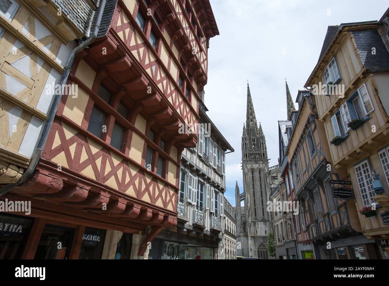 City of Quimper, France. Picturesque view of the historic timber framed ...
