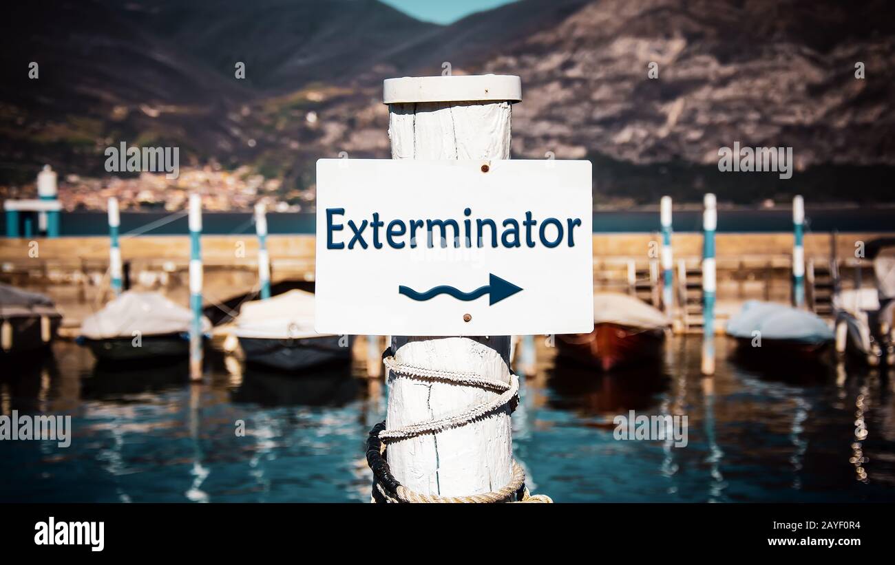 Street Sign to Exterminator Stock Photo - Alamy