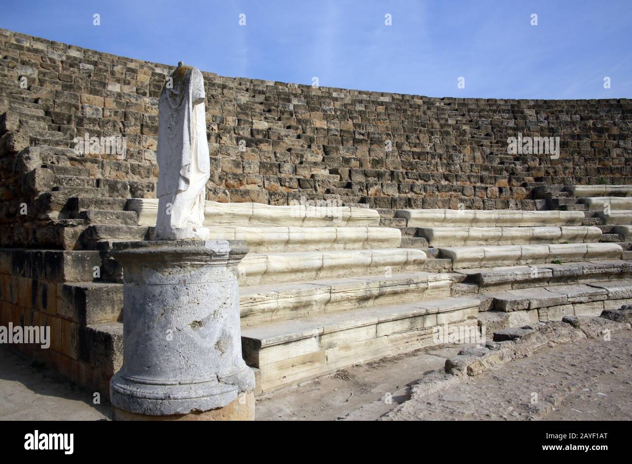 Amphitheater in the archaeological site of the ancient city of Salamis ...