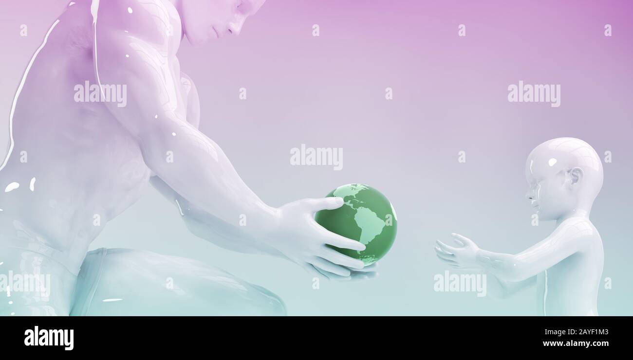Father Giving the World to Child Stock Photo - Alamy