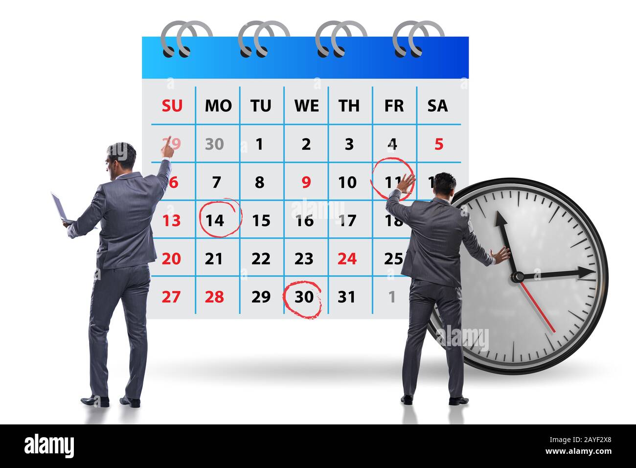 Man planning week calendar Cut Out Stock Images & Pictures - Alamy