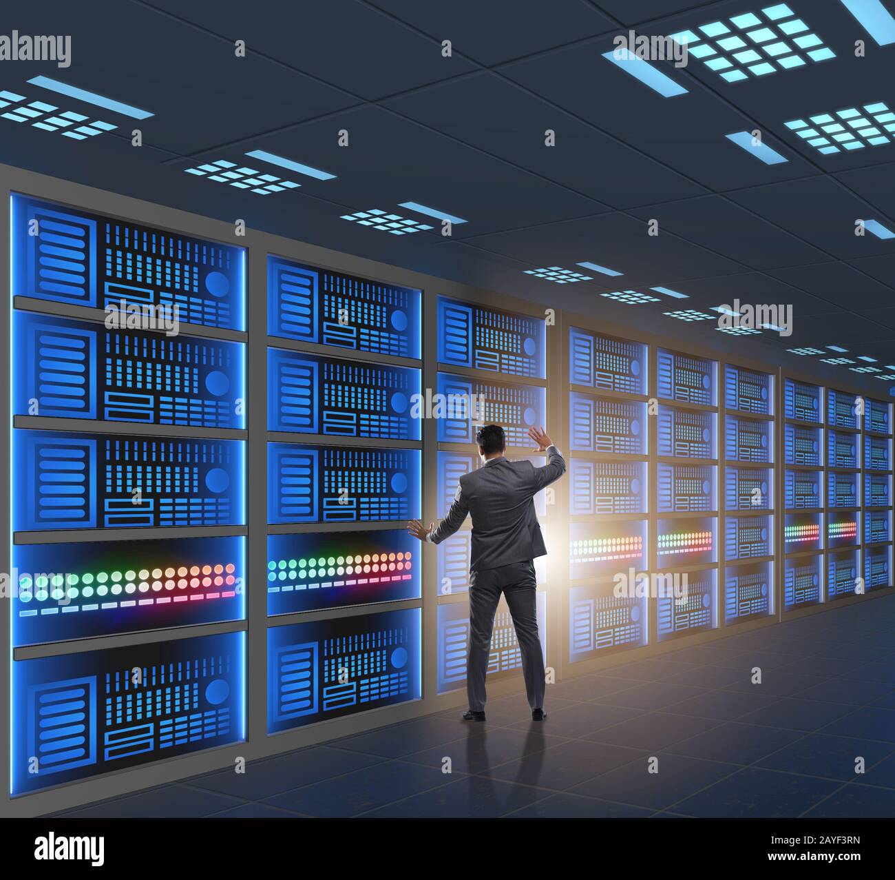 Concept of big data management with businessman Stock Photo - Alamy